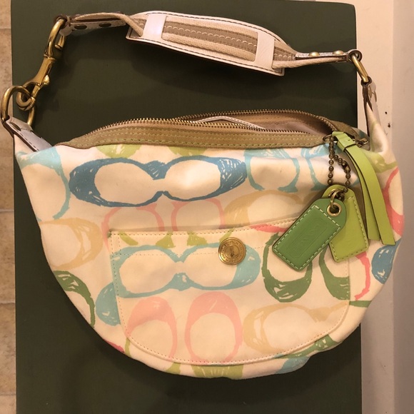 Coach | Bags | Coach Multi Colored Canvas Coach Purse Rainbow | Poshmark